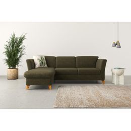Home Affaire Ecksofa &raquo;Trelleborg L-Form&laquo; Federkern-Polsterung, wahlweise mit Schlaffunktion und Bettkasten gr&uuml;n 100% Polyester B/H/T: 249cm x 86cm x 