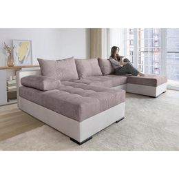 Collection AB Wohnlandschaft &raquo;Josy U-Form, B: 269 cm&laquo; Schlaffunktion & Bettkasten, Federkern silber 100%Polyester B/H/T: 269cm x 41cm x 161cm, Cord 