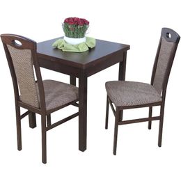 HOFMANN LIVING AND MORE Essgruppe &raquo;3tlg. Tischgruppe&laquo; Spar-Set, 3tlg. Tischgruppe, 2 Stk. tlg. St&uuml;hle montiert braun FSC -zertifiziertes teilmassives 