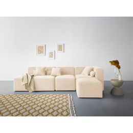 Home Affaire Ecksofa &raquo;Sundstrup L-Form&laquo; Modulserie, individuelle Zusammenstellung beige 100% Polyester B/H/T: 303cm x 76,5cm x 93cm, Struktur weich, 