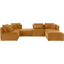 OTTO home Wohnlandschaft &raquo;N&ouml;re U-Form&laquo; 5 Teile, in vielen Bezugsqualit&auml;ten und Farben s. auch "N&ouml;re" gelb 92% Polyester, 8% Polyamid B/H/T: 340cm x 