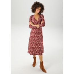 Aniston Casual Damen Aniston CASUAL Jerseykleid mit farbharmonischem Retro-Muster rot 42, N-Gr