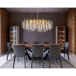 Globo LIGHTING H&auml;ngeleuchte &raquo;GLORIA&laquo; E14 1 Stk. Deckenluster in edler Goldoptik und klaren Glaselementen 12, H: 120cm, 1 Stk.