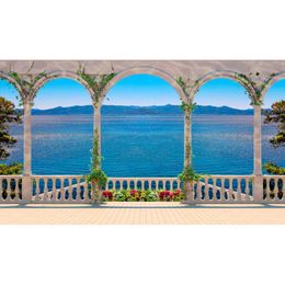 papermoon Fototapete &raquo;Terrace with Colonnade&laquo; glatt bunt Vlies B/L: 1,5m x 1,11m, Bahnen: 7 Stk.