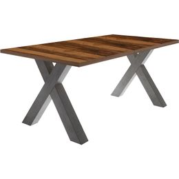 M&auml;usbacher Esstisch &raquo;Mister&laquo; mit Auszug (160-210 cm), Gestell in X-Form braun B/H/T: 160cm x 77cm x 90cm, Mittelauszugmit Einlegeplatte, Gestell: Graphitfarben
