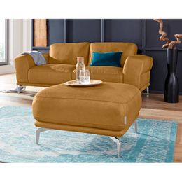 W.Schillig Hocker &raquo;montanaa&laquo; mit Metallf&uuml;&szlig;en in Chrom gl&auml;nzend, Breite 71 cm gelb B/H/T: 71cm x 42cm x 71cm, Longlife Xtra-Leder Z69