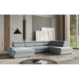 Sit & More sit&more Wohnlandschaft &raquo;U-Form&laquo; mit verstellbaren Kopfteilen, wahlweise mit Schlaffunktion grau 100% Polyester B/H/T: 345cm x 79cm x 213cm, Samtoptik