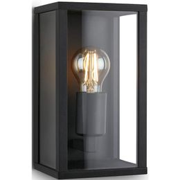 Briloner Leuchten Au&szlig;en-Wandleuchte &raquo;3638015 LUANDA&laquo; E27 Au&szlig;enleuchte, 26x14x13,5cm, Schwarz, max.12W, E27, Aussen, Hauswand silber Einheitsgr&ouml;&szlig;e