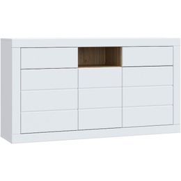 FORTE Sideboard &raquo;Lefkadas, Breite 170,7, H&ouml;he 93,5cm&laquo; Sideboard, viel Platz, Push to open, Grifflos, breite Rahmenoptik wei&szlig; Holzwerkstoff B/H/T: 