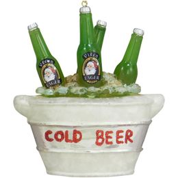 Christbaumschmuck &raquo;CBK70019, Weihnachtsdeko, Christbaumschmuck&laquo; Eisk&uuml;bel mit Bierflaschen bunt Glas Einheitsgr&ouml;&szlig;e