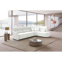 Egoitaliano Ecksofa &raquo;Puffy, extravagant & edel, Retro Designsofa, hoher Sitzkomfort, L-Form&laquo; mit Ottomane, wahlweise mit und ohne elektrischer Relaxfunktion wei&szlig; 