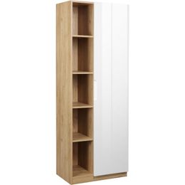 OTTO home Aktenschrank &raquo;Lund&laquo; mit Griffmulde & Hochglanzfront, 10 F&auml;cher, H&ouml;he 180 cm wei&szlig; FSC -zertifizierter Holzwerkstoff eichefarben, B/H/T: 