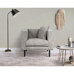 Home Affaire Sessel &raquo;Lillibeth Cocktailsessel, Loungesessel, Ma&szlig;e B/T/H: 90/74/83 cm&laquo; Zierkissen als Wendekissen 45x45 cm, in Samtoptik oder Cord grau