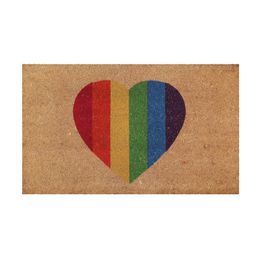 Wecon Home Fu&szlig;matte &raquo;Home Is Where Your Heart Is&laquo; rechteckig 18 mm H&ouml;he rutschfest, robust, innen, Au&szlig;enbereiche &uuml;berdacht, schwer bunt Kokos B : 60cm