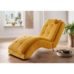 Home Affaire Relaxliege &raquo;Vengo 2, moderne Solit&auml;r Relaxpolsterliege, bequem und elegant&laquo; mit Kopfkissen, Mattenoptik auf Korpus gelb B/H/T: 70cm x 