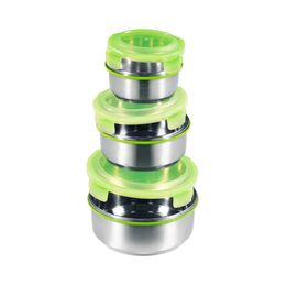 King Frischhaltedose &raquo;KLICKBOX, Dose inkl. Deckel&laquo; luftdicht, Inhalt ca.: 1.200 ml, 650 ml, 350 ml gr&uuml;n Edelstahl Einheitsgr&ouml;&szlig;e