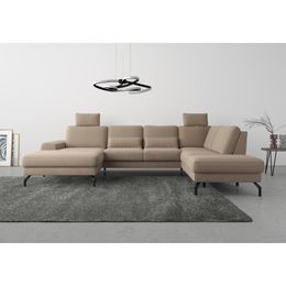 Sit & More sit&more Wohnlandschaft &raquo;Cinturo U-Form&laquo; inklusive Sitztiefenverstellung und Federkern, Sitzh&ouml;he 48 cm grau B/H/T: 345cm x 91cm x 226cm, Soft clean,