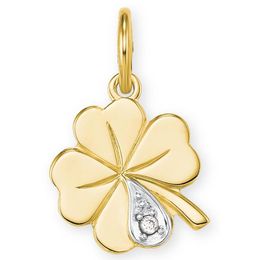 Amor Damen Kettenanh&auml;nger &raquo;Kleeblatt&laquo; mit Diamant gold Diamanten Gelbgold 585, 0,59 g