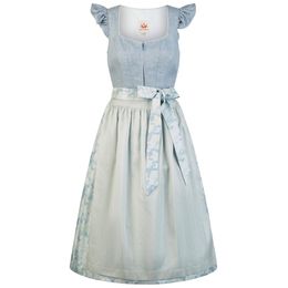Spieth & Wensky Spieth & Wensky Dirndl 'Hadi', in Midil&auml;nge, rustikaler, nat&uuml;rlicher Leinenoptik Damen Gr&ouml;&szlig;e 38 hellblau