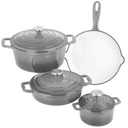 CS Koch-Systeme Topf-Set &raquo;Xanten&laquo; Set, je 1 Fleischtopf &Oslash; 15/26 cm, 1 Bratentopf &Oslash; 23 cm, 1 Pfanne &Oslash; 28 cm, 7 Stk. tlg. Gusseisen schwarz 