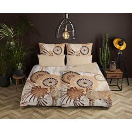 HIP Wendebettw&auml;sche &raquo;Raeni&laquo; 2 Stk. Mako-Satin, 135x200, Rei&szlig;verschluss, Wendeoptik, Mandala, Leopard Sand bunt Satin, Obermaterial: 100% Baumwolle B/L
