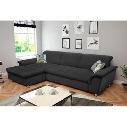 DOMO collection Ecksofa &raquo;FRANZI 278x170x81 cm, Steppung im Sitzbereich, L-Form&laquo; wahlweise mit Bettfunktion, Bettkasten und Kopfteilverstellung grau 