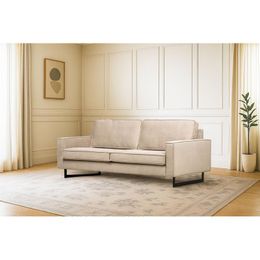 OTTO home 3-Sitzer &raquo;Pinto, 206 cm, Cord, Chenille, Lederoptik&laquo; mit Keder, schwarze Metallf&uuml;&szlig;e, Wellenunterfederung grau Kunstleder (65% Polyester, 35%