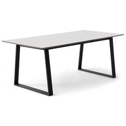 Esstisch &raquo;Meza Designtisch mit Auszugsfunktion und 2 Einlegeplatten&laquo; 1 Stk. tlg. rechteckige Tischplatte MDF, Trapez Metallgestell wei&szlig; Tischplatte: 