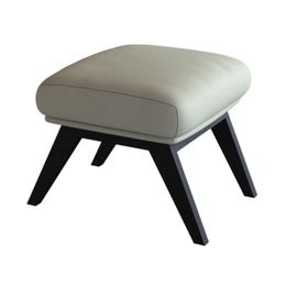 FLEXLUX Polsterhocker &raquo;Adria&laquo; Fu&szlig; schwarz, Fu&szlig;hocker f&uuml;r Ohrensessel wei&szlig; 100% Echteder B/H/T: 54cm x 41cm x 41cm, Echtleder