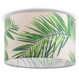 Paco Home Deckenleuchte &raquo;Ostende 537&laquo; E27 Schlafzimmerlampe Lampenschirm Deko Wohnzimmer Deckenleuchte Palme wei&szlig; 1, &Oslash; 38cm