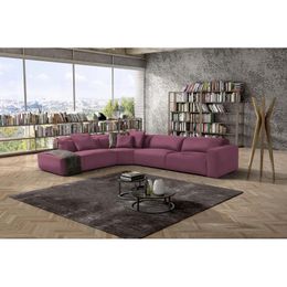 Egoitaliano Ecksofa &raquo;Beverly, extravangantes Designsofa mit erstklassigem Sitzkomfort&laquo; wahlweise mit elektrischer Relaxfunktion, Kopfteilverstellung lila B/H/T: 