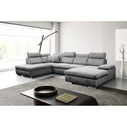 WERK2 Wohnlandschaft &raquo;Cordoba 359 x 232 cm inkl. Bett modern und bequem&laquo; Struktur, U-Form, XXL, Schlaffunktion, Bettkasten B/H/T: 359cm x 86cm x 232cm