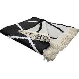 Adam Wohndecke &raquo;Casket Valdelana&laquo; mit grafischem Muster, Kuscheldecke schwarz Baumwolle B/L: 145cm x 190cm