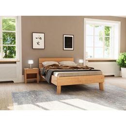 Home Affaire Massivholzbett &raquo;Chavot I&laquo; wahlweise in Kernbuche oder Wildeiche erh&auml;ltlich beige Liegefl&auml;che L&auml;nge B: 200cm x 140cm, H&ouml;he Bett: 77cm H&ouml;he