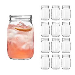 Libbey Gl&auml;ser-Set &raquo; Trinkglas, 12er Set -DRINKING JARS-&laquo; 473 ml, hochwertig verarbeitet, im modernen Design transparent Glas &Oslash; 8cm x 13cm, 473ml, 12 