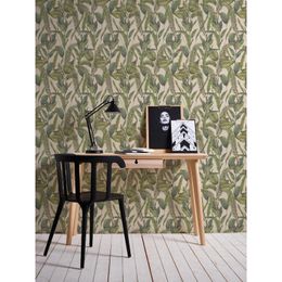 Livingwalls living walls Vliestapete &raquo;Drawn Into Nature Dschungel-Tapete Mustertapete Floral Dschungeloptik&laquo; matt strukturiert Vliestapete Dschungel f&uuml;r 
