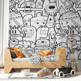 Livingwalls living walls Fototapete &raquo;THE WALL III Comic Tapete Motivtapete Kinderzimmer Comic&laquo; matt glatt Vliestapete Kindertapete f&uuml;r Schlafzimmer K&uuml;che 
