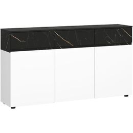 Home Affaire Sideboard &raquo;MODESTO&laquo; grifflos, mit 3 Schubladen, 3 T&uuml;ren und 6 F&auml;cher, Breite 150 cm wei&szlig; Melamin B/H/T: 150cm x 86cm x 40cm, 3 Stk., 3 