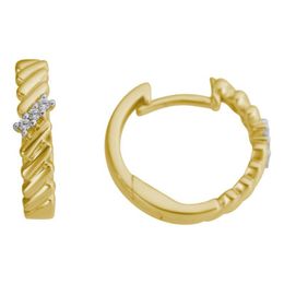 Firetti Damen Paar Creolen &raquo;Schmuck Geschenk Gold 333 Ohrschmuck Ohrringe Rillen&laquo; mit Brillanten 12mm, 0,03 P2 = erkennbare Einschl&uuml;sse, Diamanten 