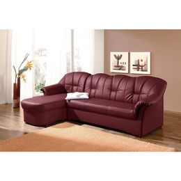 DOMO collection Ecksofa &raquo;Papenburg, zeitlose R&uuml;ckensteppung, elegante Formensprache, L-Form&laquo; in gro&szlig;er Farbvielfalt, wahlweise mit Bettfunktion rot 