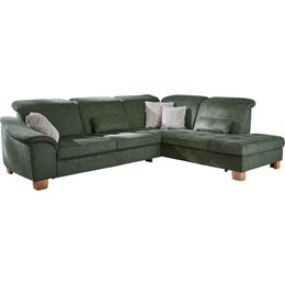 Die PlanBar Ecksofa &raquo;PP-LA23145 L-Form&laquo; inkl. Kopfpolsterverstellung, Federkernpolsterung gr&uuml;n 100% recyceltes Polyester B/H/T: 299cm x 88cm x 243cm, 