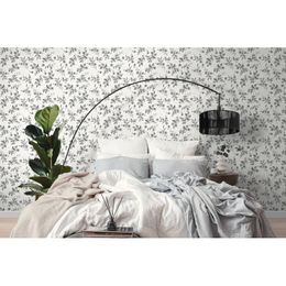 A.S. Cr&eacute;ation Vliestapete &raquo;Pure Elegance Blumen-Tapete Mustertapete Bl&uuml;mchen Blattmuster&laquo; leicht gl&auml;nzend glatt Vliestapete floral f&uuml;r Schlafzimmer K&uuml;che Wohnzimmer