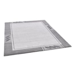 Theko Wollteppich &raquo;Royal Nepali 3029&laquo; rechteckig 15 mm H&ouml;he reine Wolle, handgetuftet, modernes Design, mit Bord&uuml;re grau Schurwolle B : 60cm 1 Stk., 