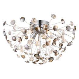 Globo LIGHTING Deckenleuchte &raquo;KATRINA&laquo; G9 1 Stk. Warmwei&szlig; Deckenlampe Wohnzimmer-Leuchte Schlafzimmer-Leuchte Flur K&uuml;che silber &Oslash; 45cm H: 25cm, 1 Stk.