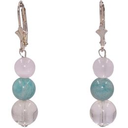 Firetti Damen Paar Ohrh&auml;nger &raquo;Schmuck Geschenk Silber 925 Ohrschmuck Ohrringe Edelsteine&laquo; Made in Germany - mit Amazonit, Bergkristall, Rosenquarz 