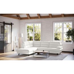 COTTA Ecksofa &raquo;Pike L-Form, B: 266 cm&laquo; optional Schlaffunktion & Bettkasten wei&szlig; GEDECKTES RINDSLEDER B/H/T: 266cm x 90cm x 217cm, Leder PAMPAS, 