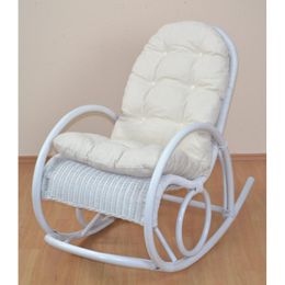 Home Affaire Schaukelstuhl () wei&szlig; Rattan B/H/T: 60cm x 100cm x 116cm,mit Kissen
