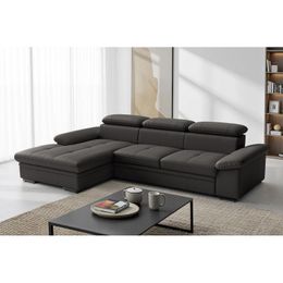 Sit & More sit&more Ecksofa &raquo;Viola, Leder, L-Form, B: 260 cm, mit Armteil- und Kopfteilvertsellung&laquo; optional mit Schlaffunktion grau B/H/T: 260cm x 73cm x 174cm,