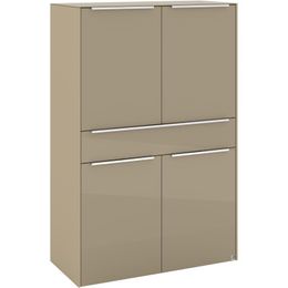 set one by Musterring Highboard &raquo;Reno&laquo; 1 Stk. tlg. Mit Gleitern und in verschiedenen Farben erh&auml;ltlich beige Glas, Holzwerkstoff B/H/T: 92cm x 140cm x