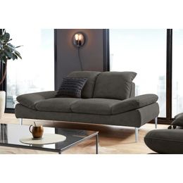 W.Schillig 2-Sitzer &raquo;enjoy&MORE&laquo; mit Sitztiefenverstellung, F&uuml;&szlig;e Chrom gl&auml;nzend, Breite 202 cm grau Chenille-Flachgewebe R66 (85% Polyester, 15% Nylon